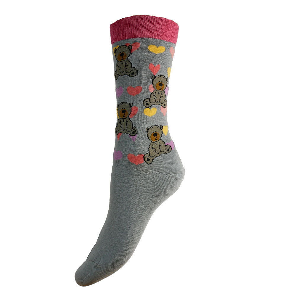BS271 Teddy Bear and hearts Bamboo socks – Gemjar Wholesale