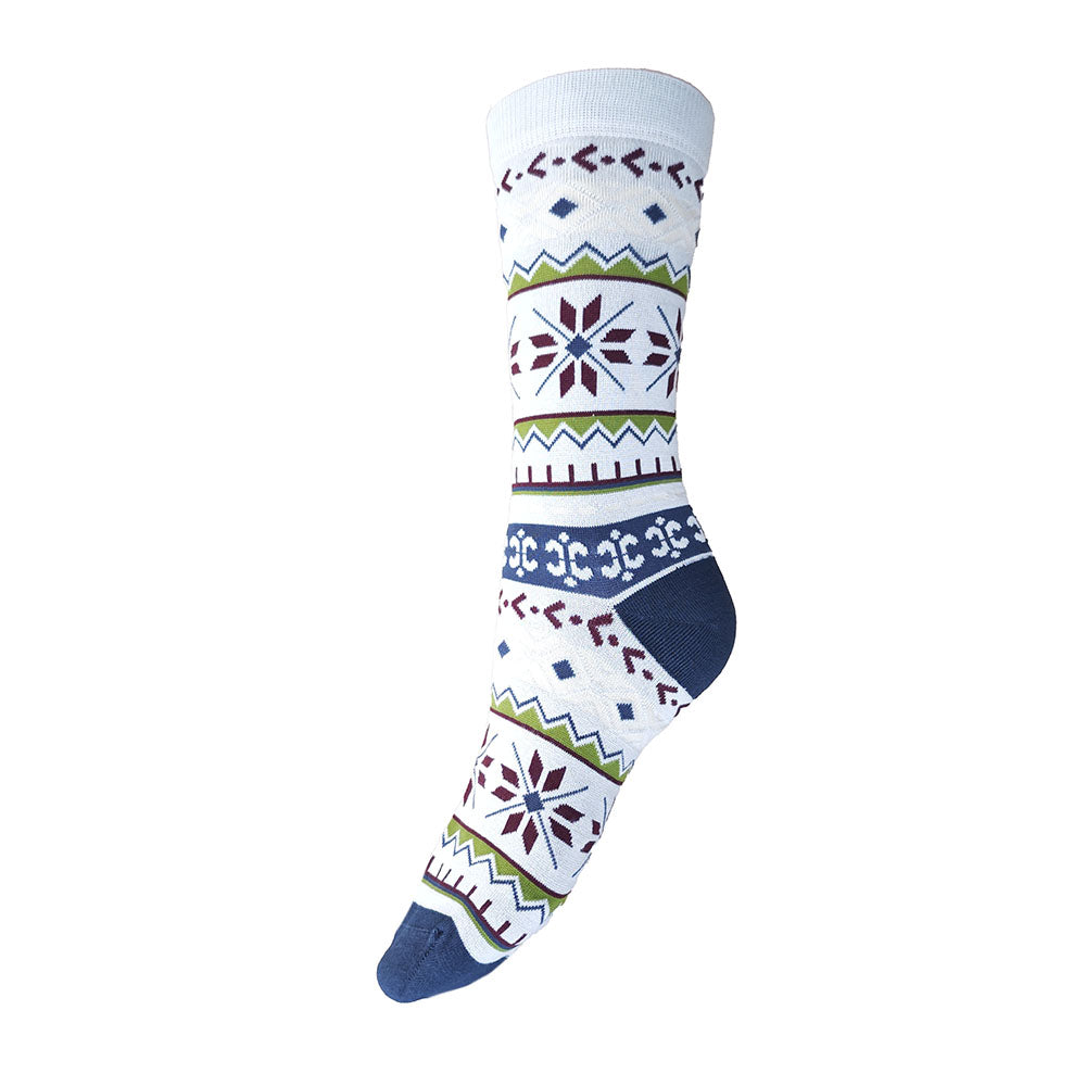 BS276 Cream Fairisle design Bamboo socks – Gemjar Wholesale