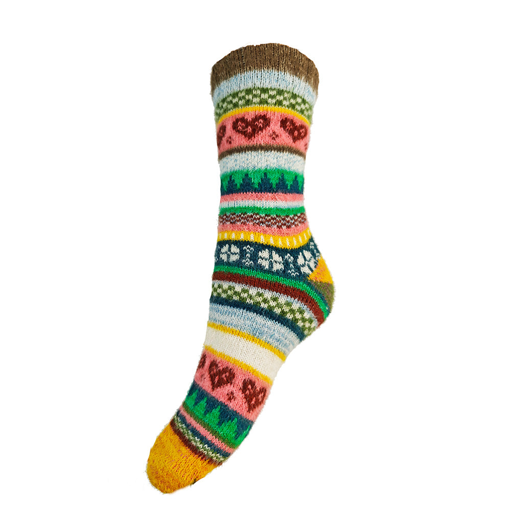 WS396 Multi coloured, grey cuff, Scandi patterned socks – Gemjar Wholesale